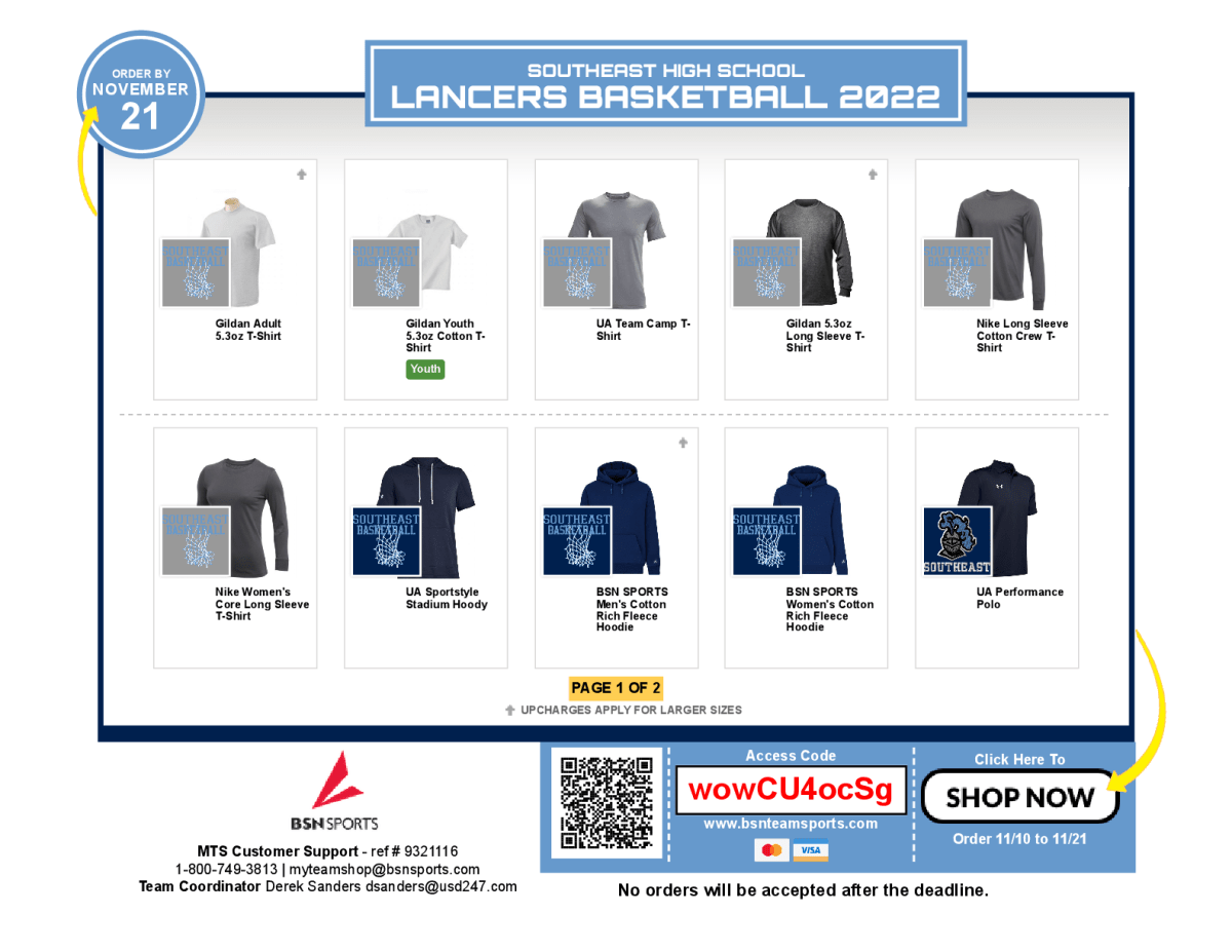 SHS Boys Basketball Team Store – USD 247 Southeast Lancers
